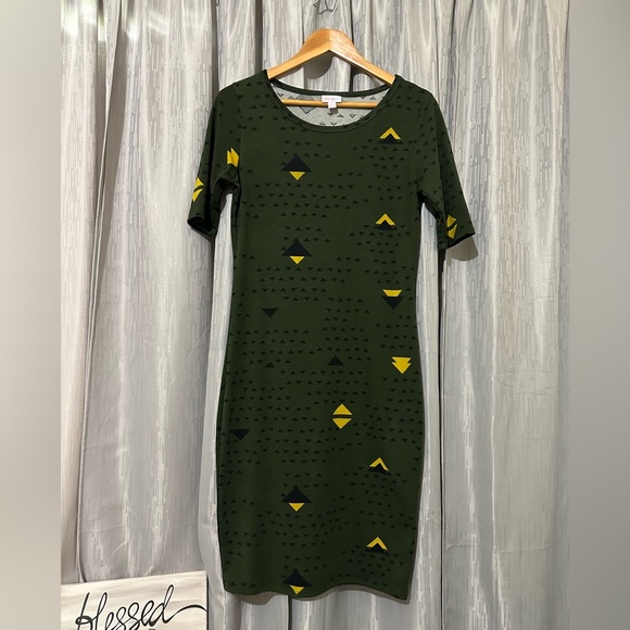 LuLaRoe | Dresses | Lularoe Olive Green Triangle Julia Dress | Poshmark
